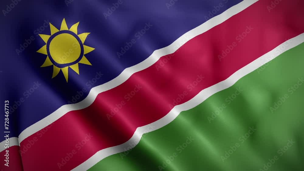 Namibia waving flag, Flag of Namibia Animation, Namibian Flag Closeup ...