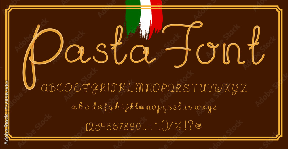 Italian pasta font or type, realistic spaghetti typeface. English ...