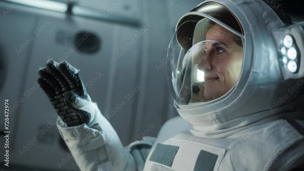 First Female Astronaut Landed on the Moon. Close Up of a Beautiful ...