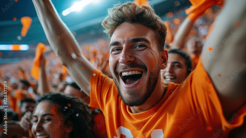 Ecstatic Crowd at Outdoor Event Celebrating with Enthusiasm Stock ...