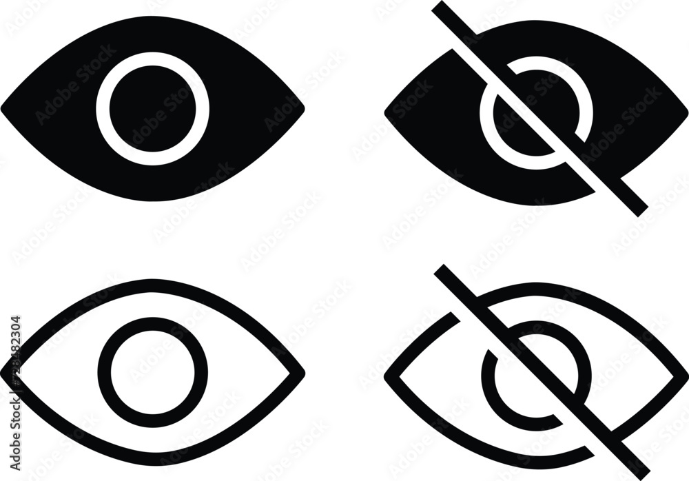 Eye icon set. See and unsee symbol. Retina scan eye sign. Privacy and ...