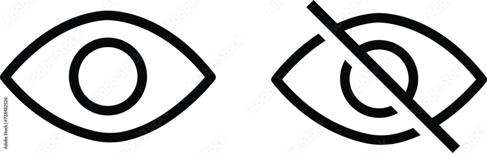 Eye icon set. See and unsee symbol. Retina scan eye sign. Privacy and ...