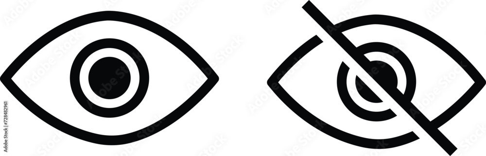 Eye icon set. See and unsee symbol. Retina scan eye sign. Privacy and ...