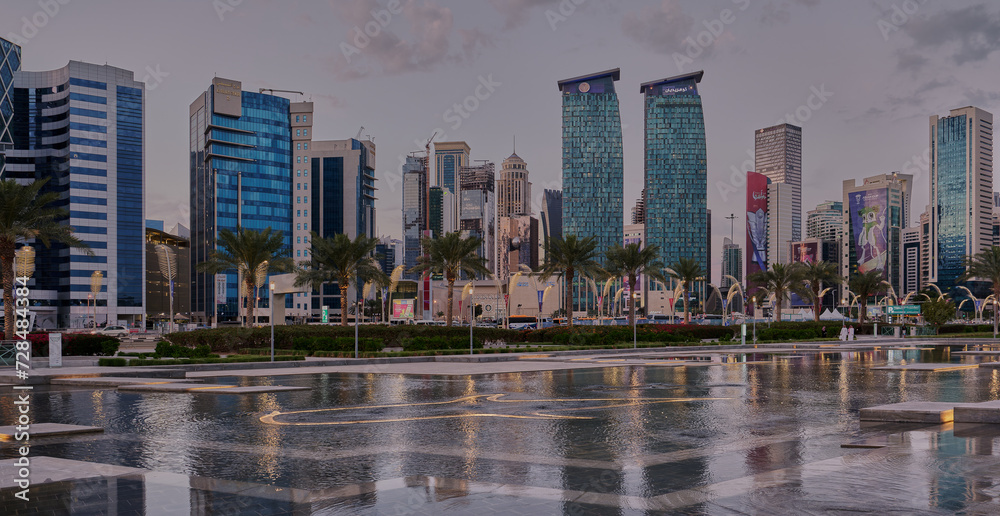 Doha skyline in west bay area Doha, Qatar afternoon shot taken from the ...