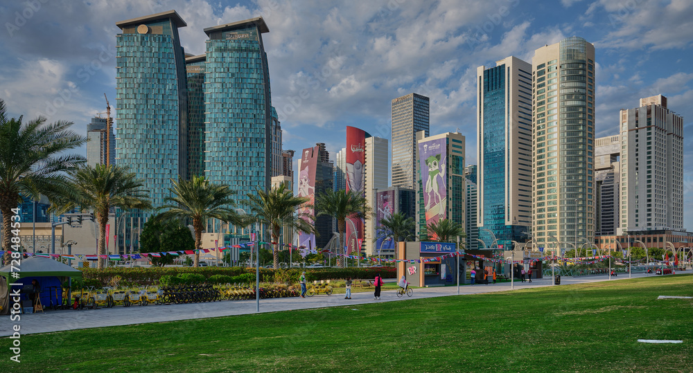 Doha skyline in West bay district Doha, Qatar afternoon shot with The ...