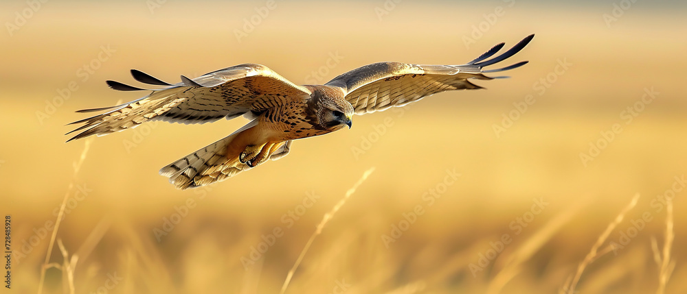 wallpaper of a harrier hawk flying with hay fields in the background ...