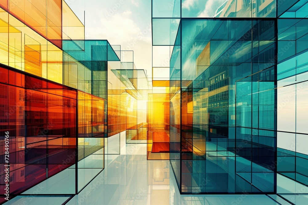 Intriguing multiple exposure showcasing modern abstract glass ...