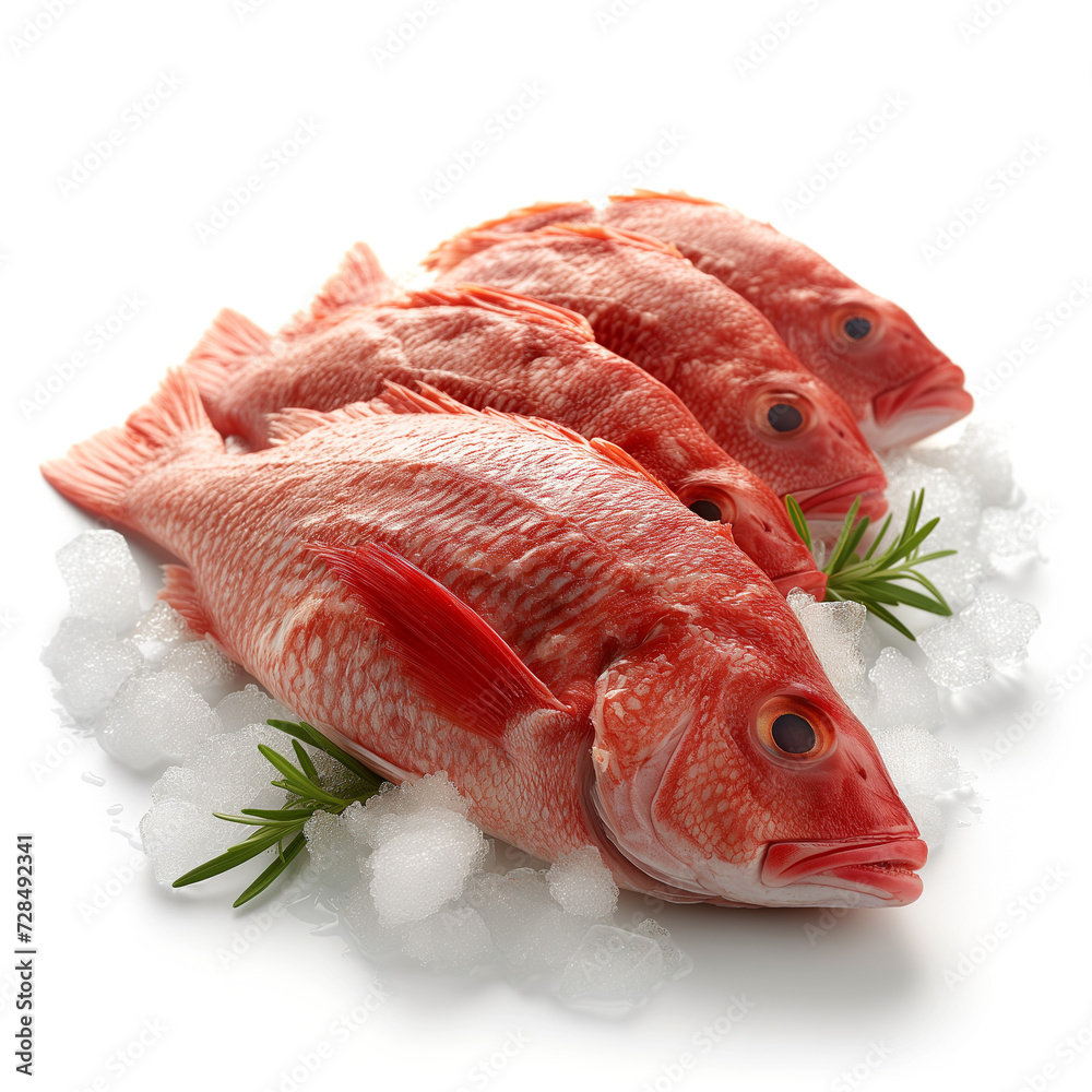 Illustration of fresh raw red snapper with ice, an attractive display ...