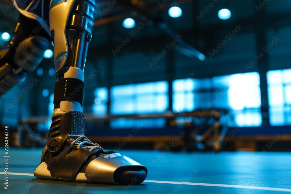 Prosthetic Legs Walking on Country Road. Person with dual prosthetic ...