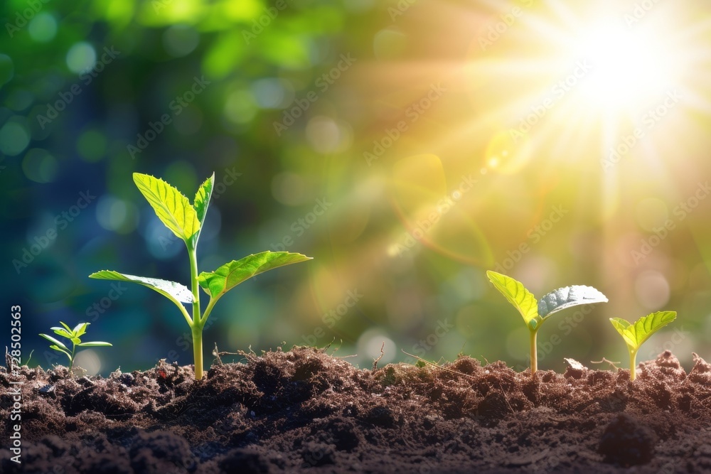 The young sapling, germinating from the rich soil, thrives as it grows ...