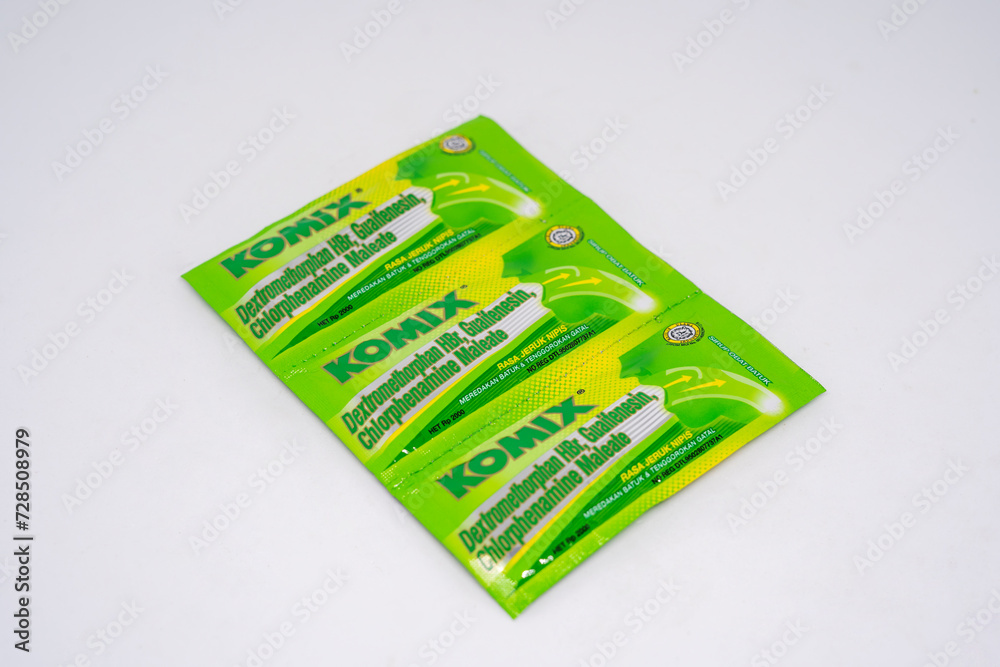 Jakarta, Indonesia. December 28, 2023: sachet cough medicine on the ...