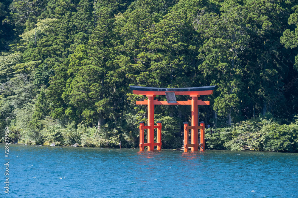 Poster A“red gate of peace” (heiwa no torii) in Hakone-jinja shrine ...