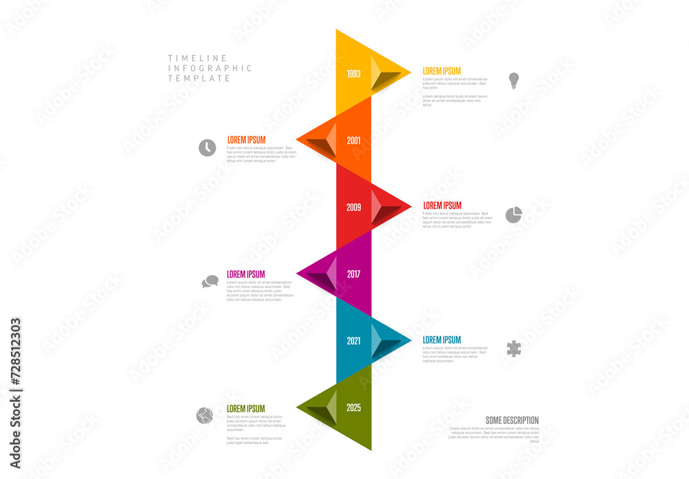 Infographic vertical timeline template with left and right triangle ...