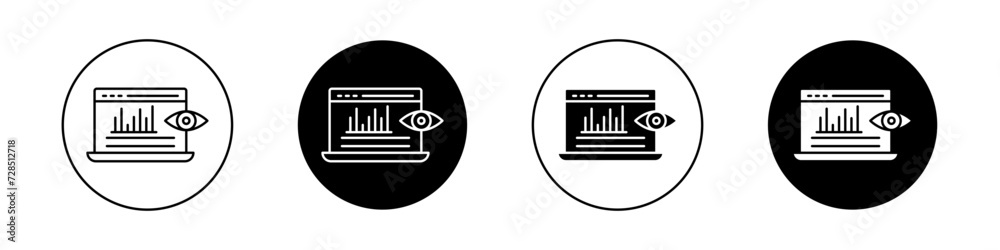 Monitoring Icon Set. Computer Dashboard Data Health System Vector Symbol in a black filled and ...