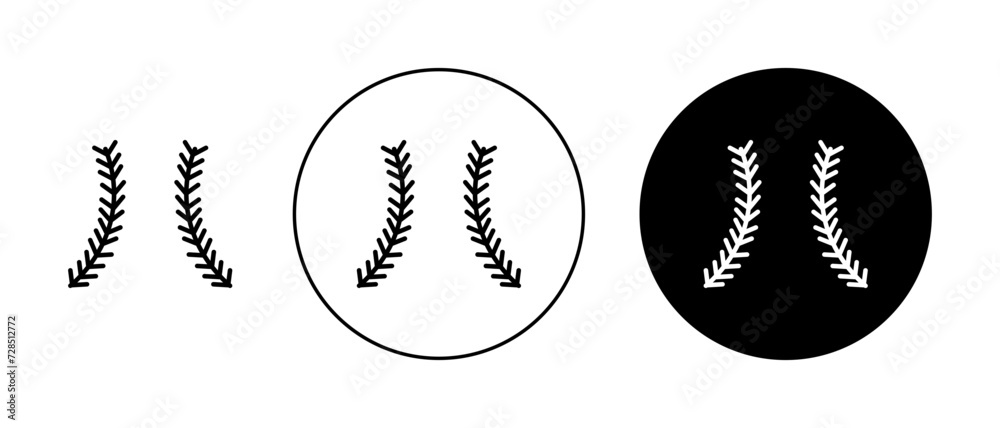 Baseball Stitches Icon Set. Softball Lace Seam Thread Pattern Vector ...