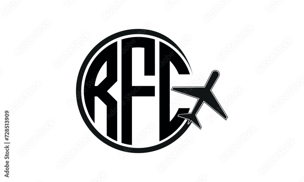 RFC three initial letter circle tour & travel agency logo design vector ...