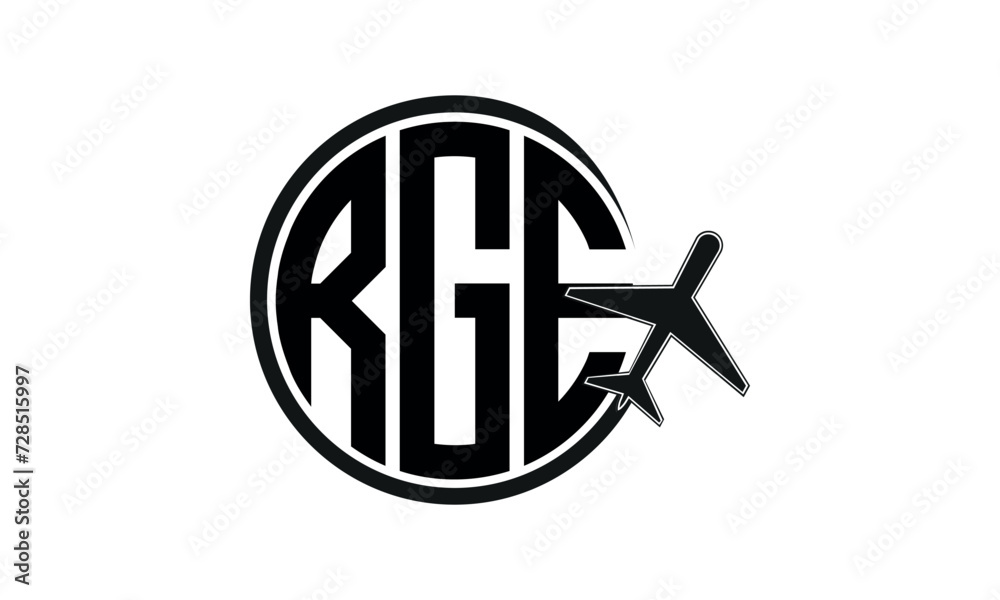 RGE three initial letter circle tour & travel agency logo design vector ...