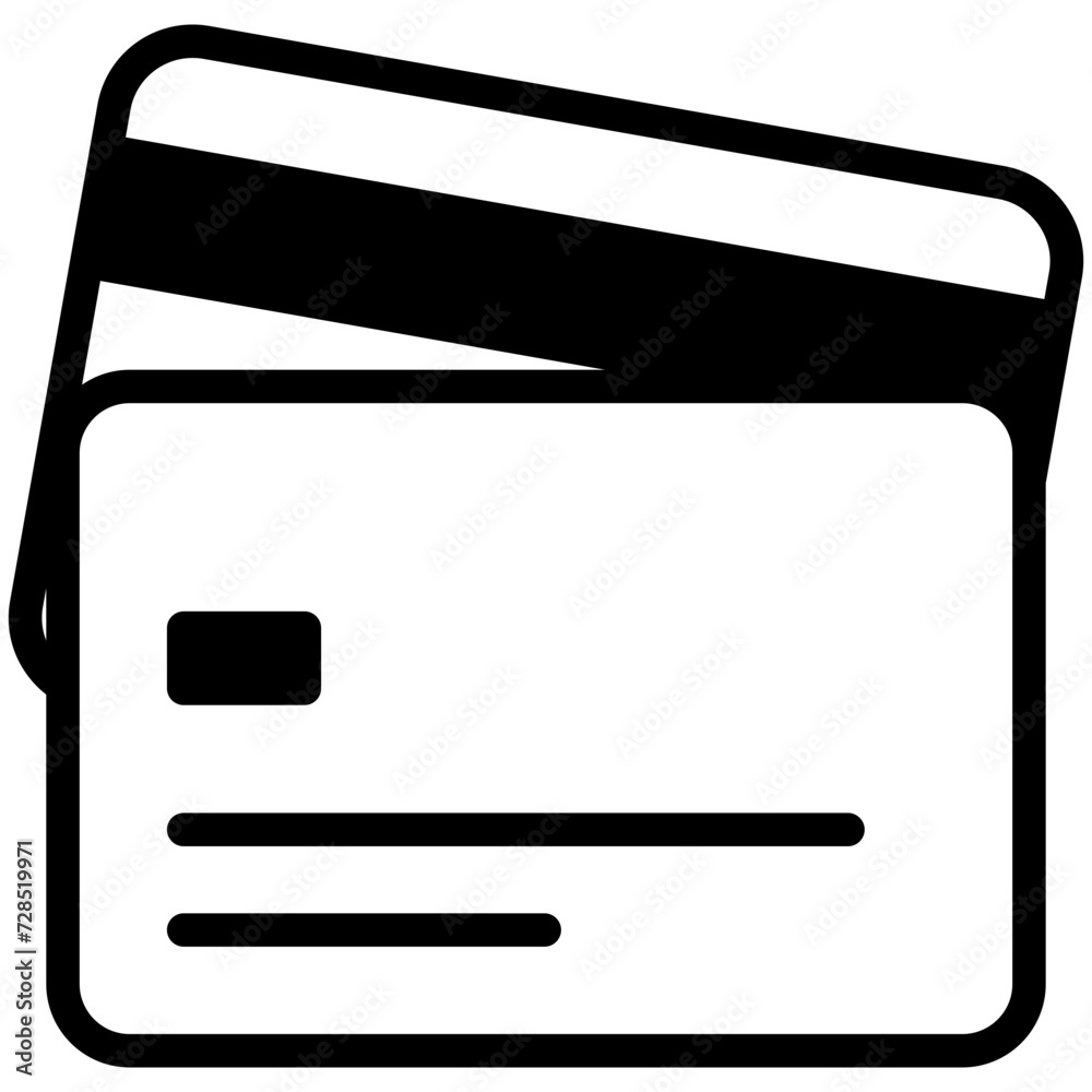 Credit card or debit card outline icon set of font and back sites ...