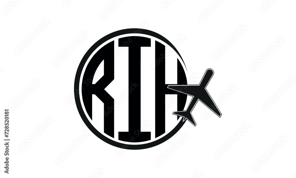 RIH three initial letter circle tour & travel agency logo design vector ...