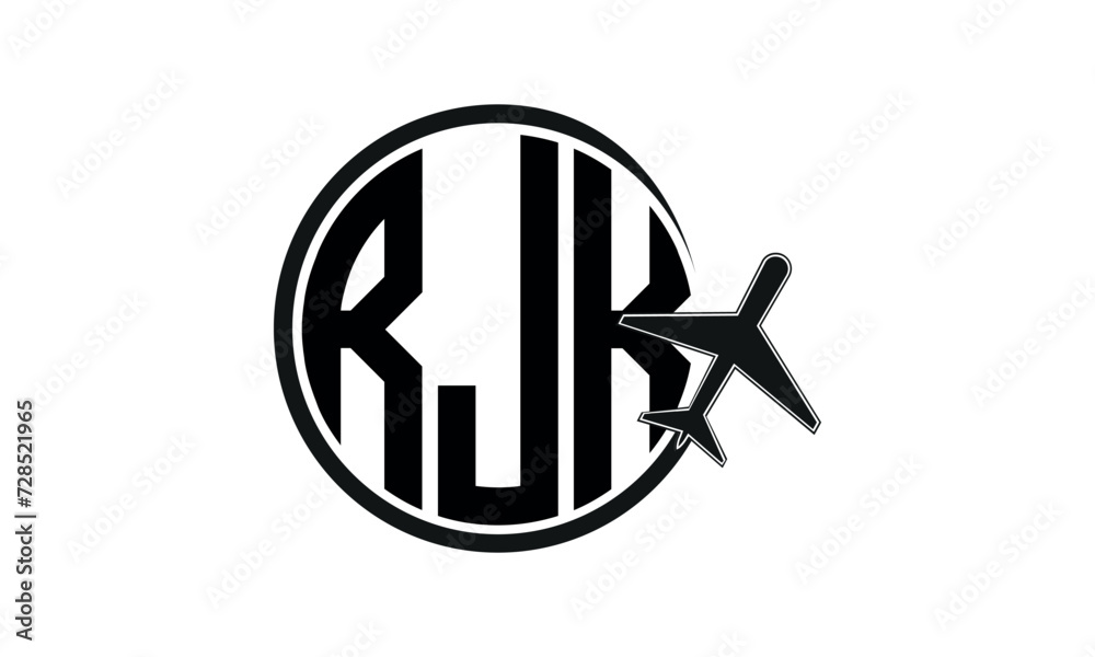 RJK three initial letter circle tour & travel agency logo design vector ...
