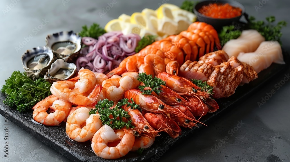 Fresh Seafood Platter, an elegant display of fresh seafood, including ...