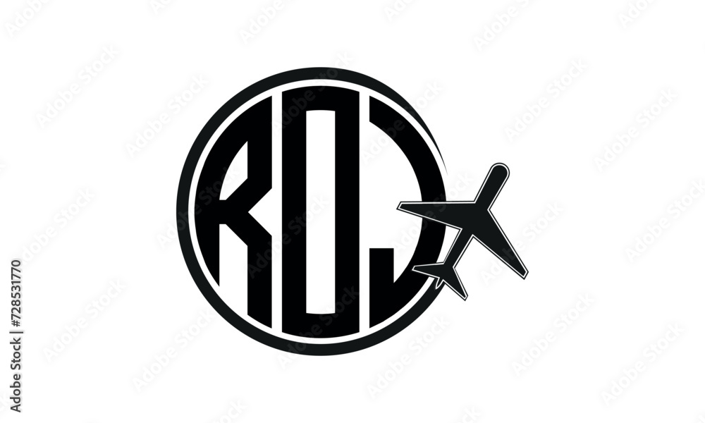 ROJ three initial letter circle tour & travel agency logo design vector ...
