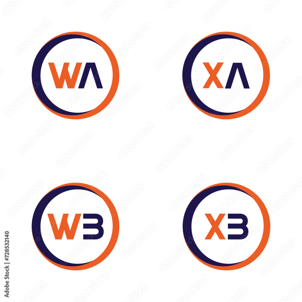 WAA,XA, WB,XB Letter Logo Bundle Monogram set . icon, letter, vector ...