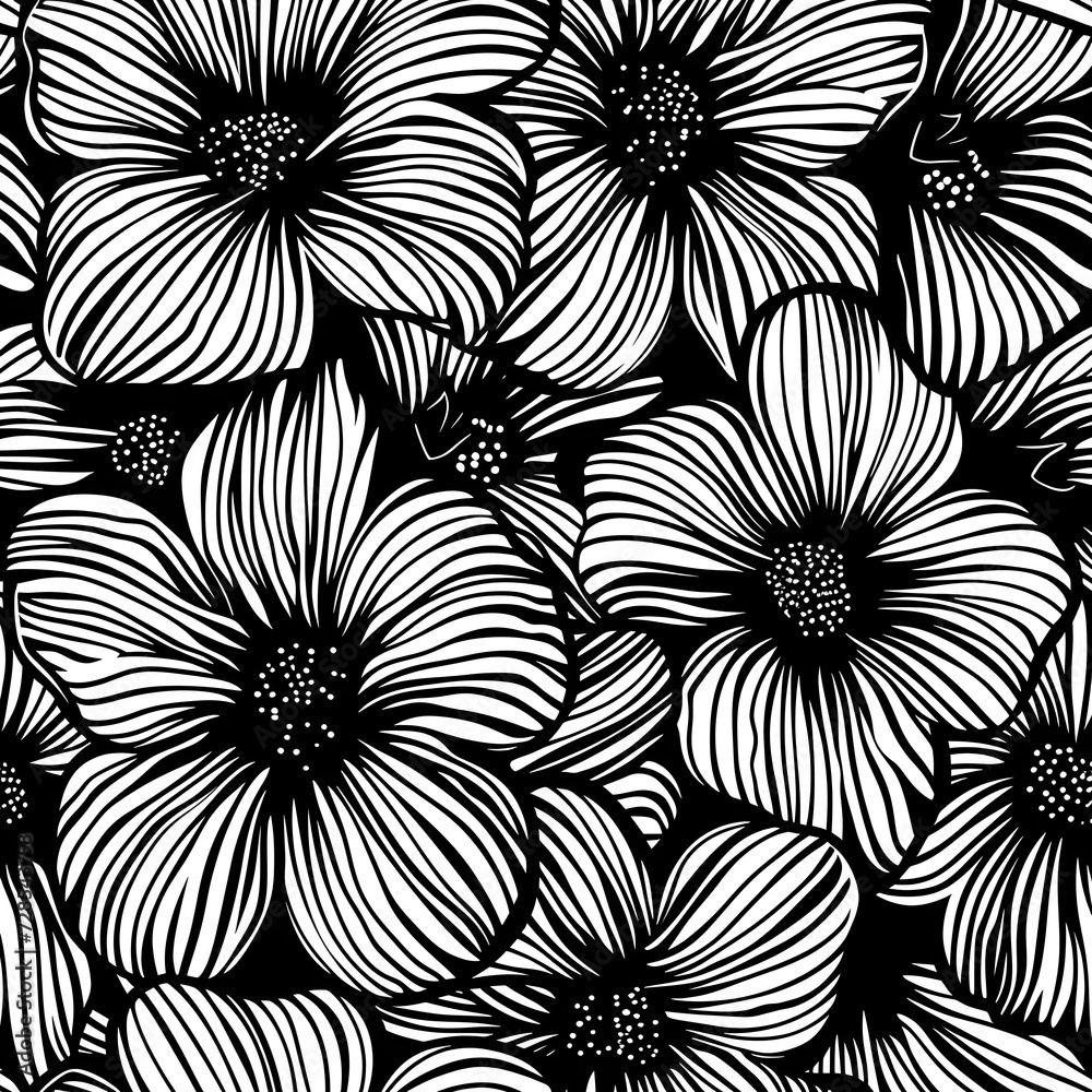 Black and White Abstract Flowers by The Pattern Lane Seamless Repeat ...