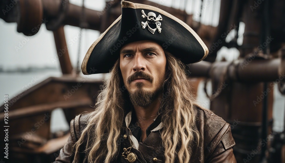 pirate ship captain portrait, isolated white background Stock Photo ...