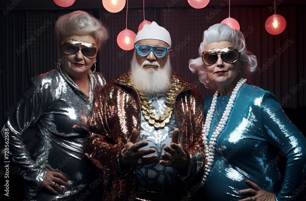 Three seniors exude confidence and style in shimmering disco outfits ...