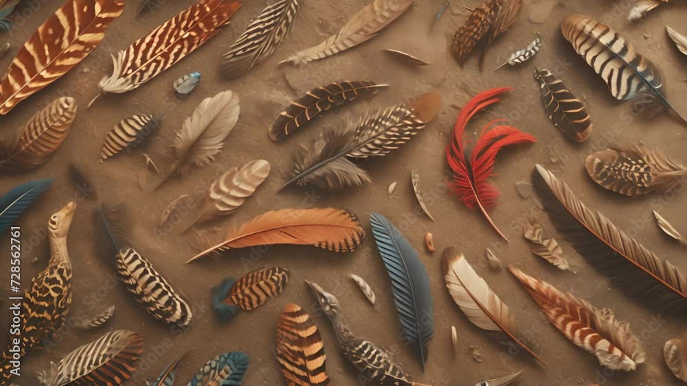 A collection of fossilized feathers from different species of feathered ...