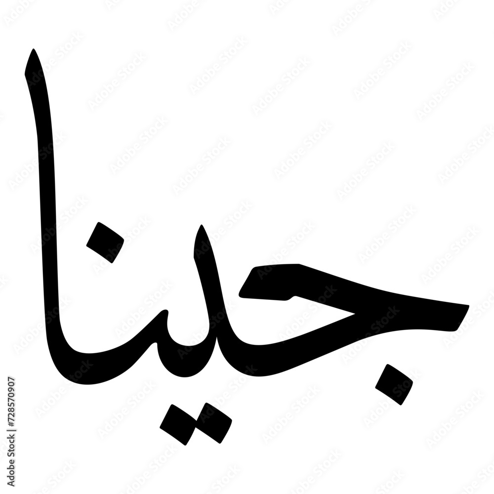 Jina Muslim Girls Name Sulus Font Arabic Calligraphy Stock Vector ...