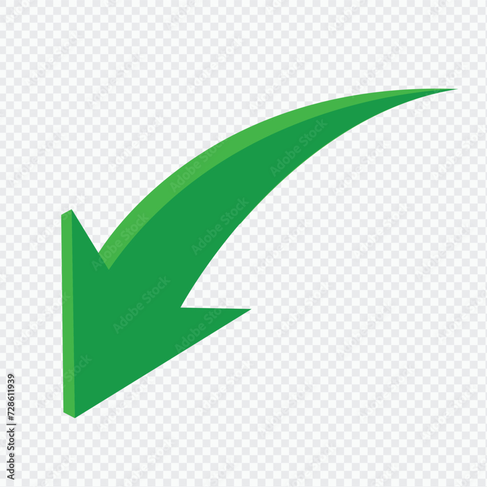 3d Green Arrow Left Direction Icon on a Transparent Background, arrow ...