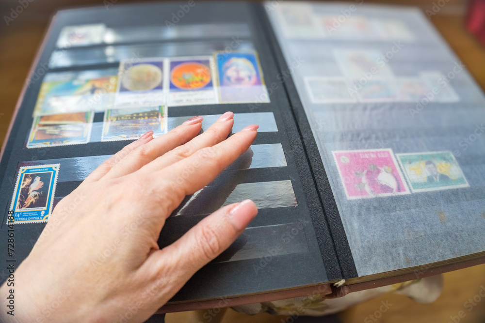 Poster philatelist collection, Various old postage stamps collection in ...