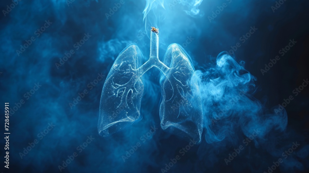 Dangerous cigarette smoke causing damage to lungs. Lung disease from ...