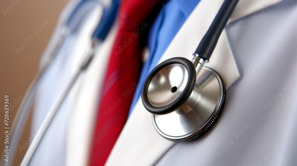 Close-up image capturing the professional attire of a medical ...