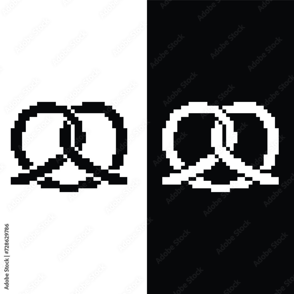 pixel pretzel icon. Vector pixel art pretzel 8 bit game logo for ...