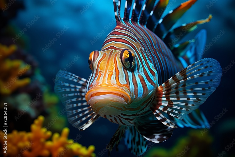 Majestic sumatran barb fish in vibrant underwater scene with colorful ...