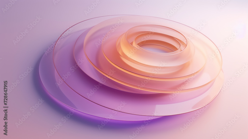 3d digital render, thin concentric rings, stacking, nesting together ...