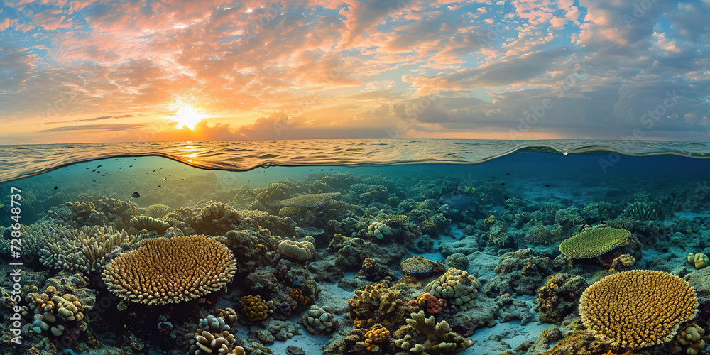 Great Barrier Reef on the coast of Queensland, Australia seascape ...