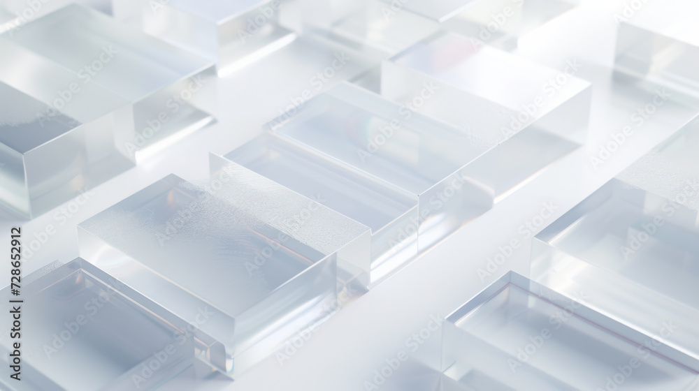 Isometric flooring, art of planar geometry, frosted glass white acrylic ...