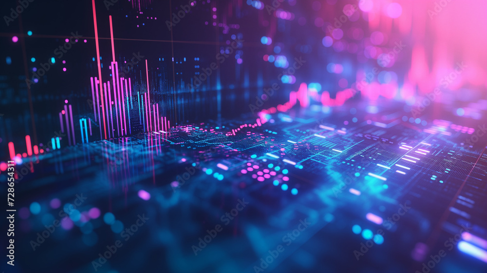 stock market virtual holographic background, Finance Stock Chart ...