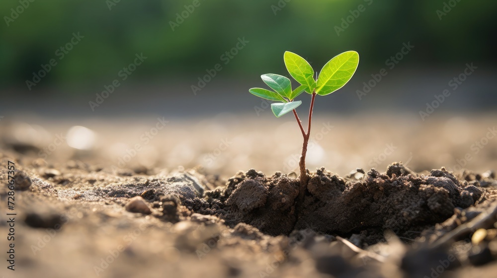 A sapling with broken branches but still growing, representing ...