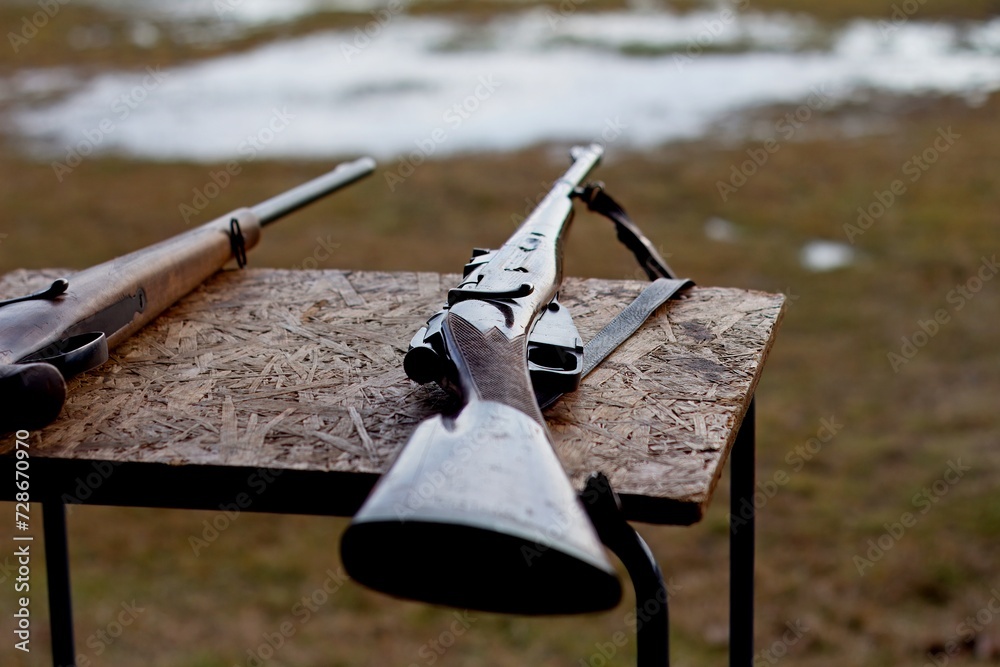 Mosin-Nagant rifles on the shooting range table 03 Stock Photo | Adobe ...