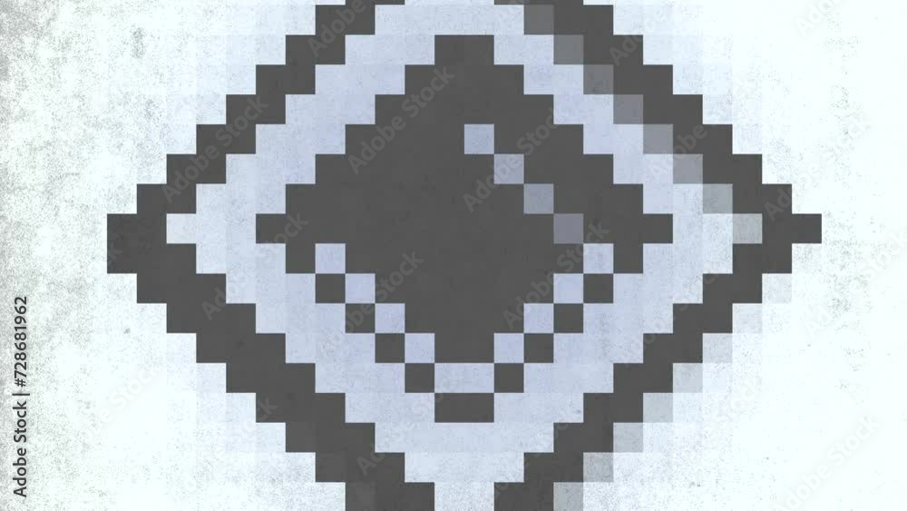 A black and white pixelated diamond composed of small squares in a ...