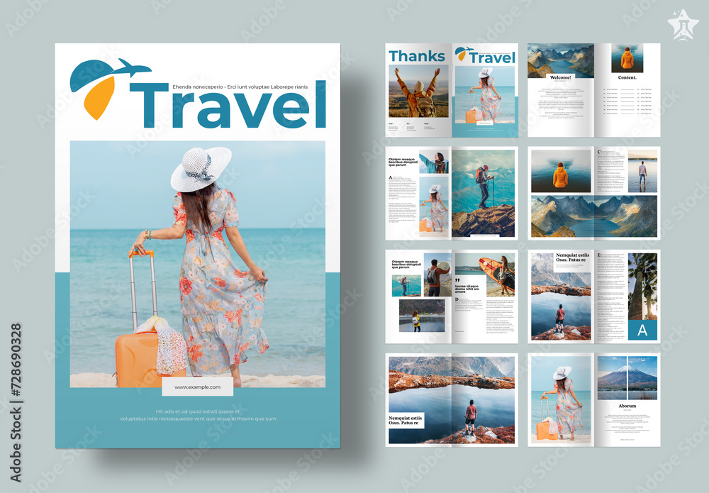 Travel Magazine Layout Stock Template | Adobe Stock