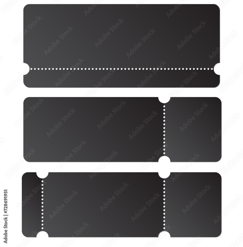 Black clear ticket template with tear-off element isolated on ...