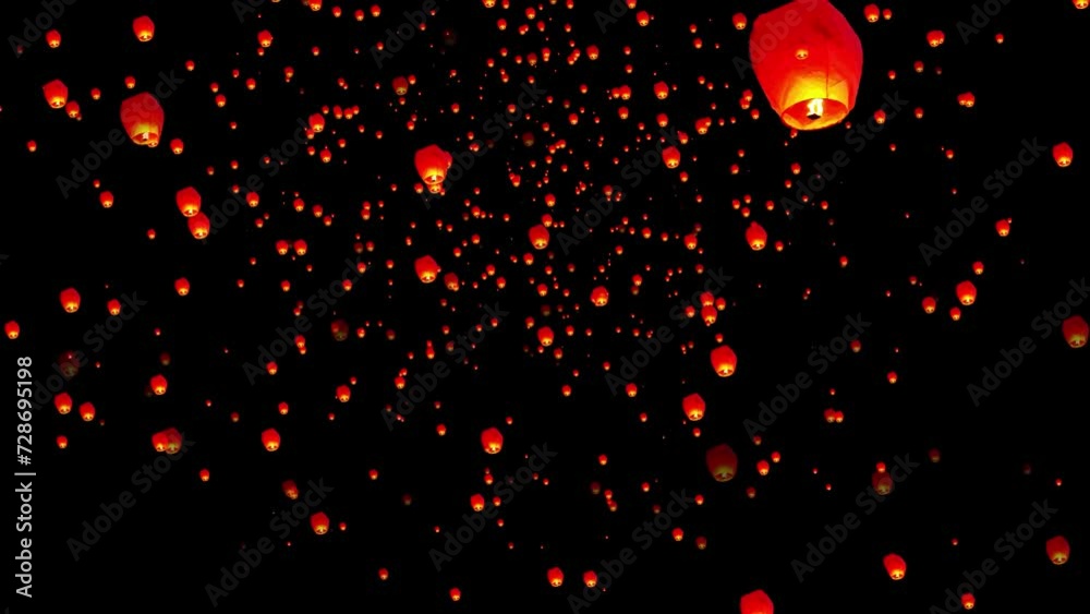 Vidéo Stock Lanterns animation isolated on black background. Floating ...