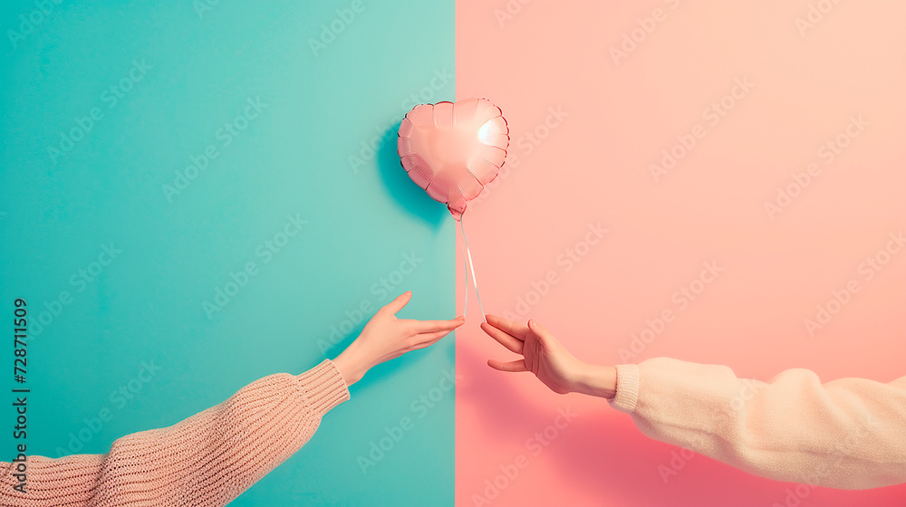 Compartiendo Amor: Manos Estirándose para Tocar un Globo en Forma de ...