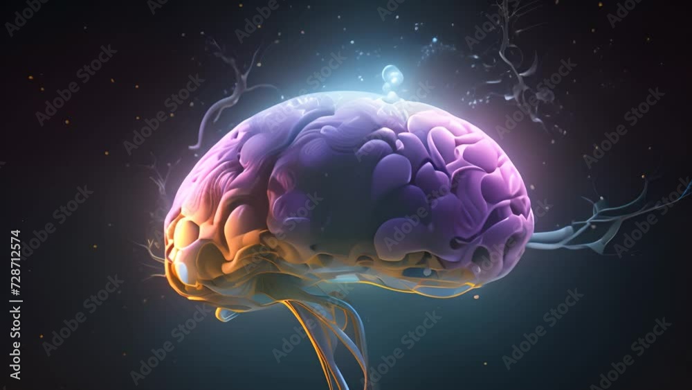 Artificial Intelligence Digital Brain bid Data. Illustration of thinking process. Future ...